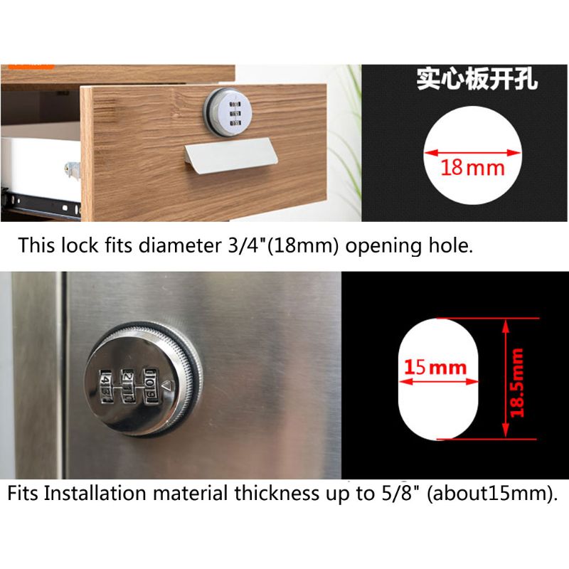 3-Digit Combination Mailbox Lock 7/8" Rotary Tongue Cam Lock for ...