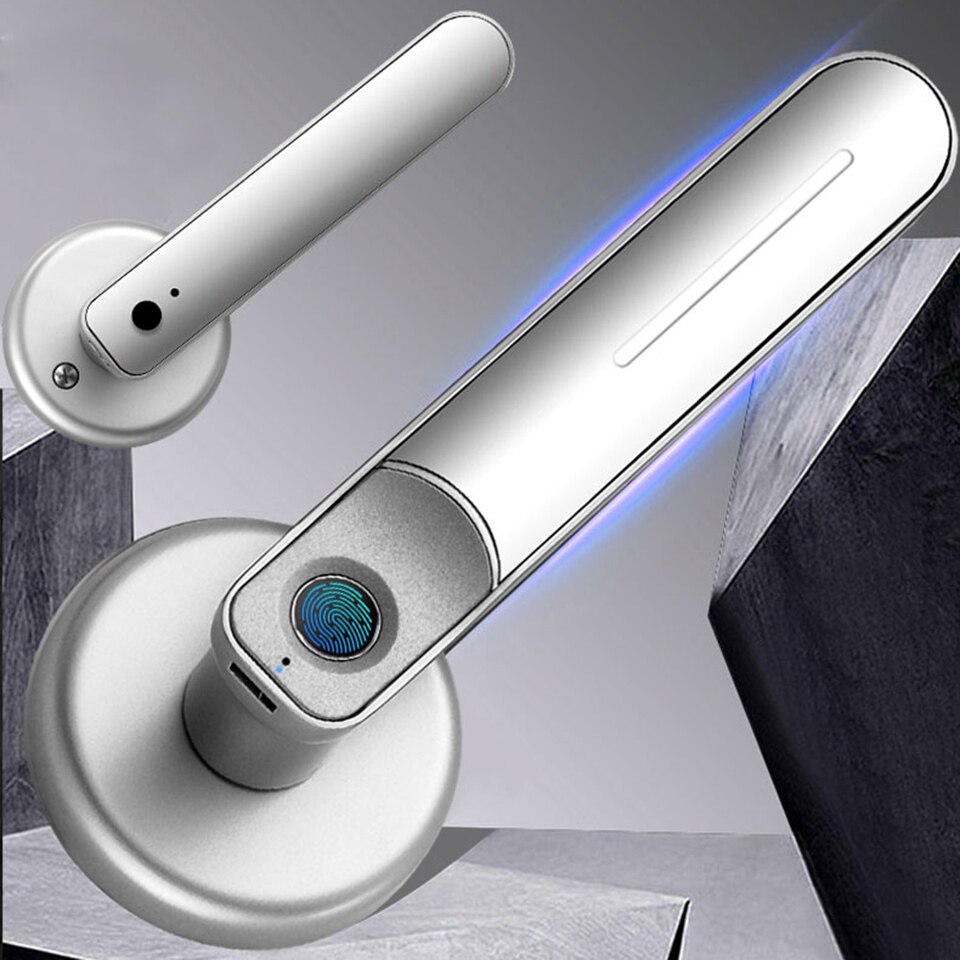 Fingerprint Door Lock Handle USB Rechargeable Anti Theft Smart Electric ...