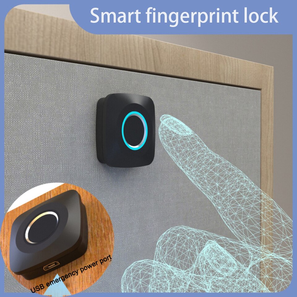 Fingerprint Lock Smart Cabinet Locks Biometric Keyless Furniture Drawer ...