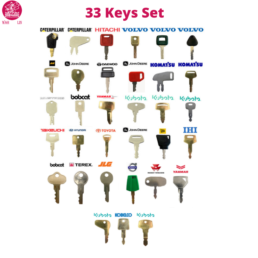 33 Keys Construction Ignition Key Set / Heavy Equipment Key For CAT ...