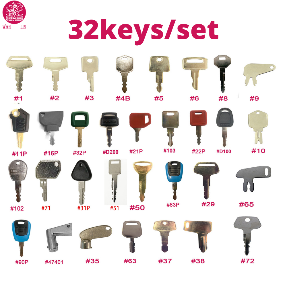 Master 32 Heavy Equipment Key Set / Fits Bobcat CASE Caterpillar Genie ...