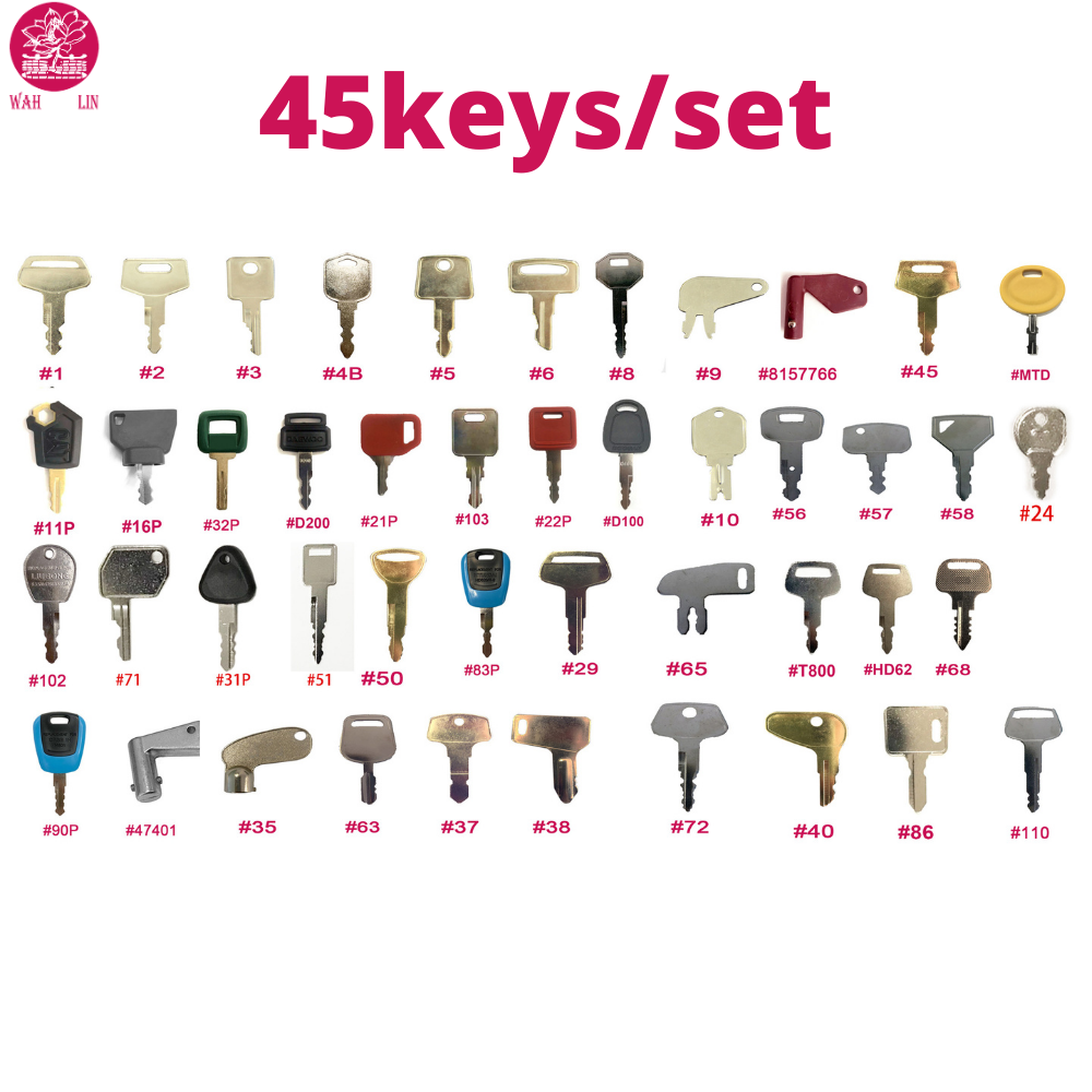 Heavy Equipment 45 Key Set / Fits Bobcat CASE Caterpillar Genie HYSTER ...