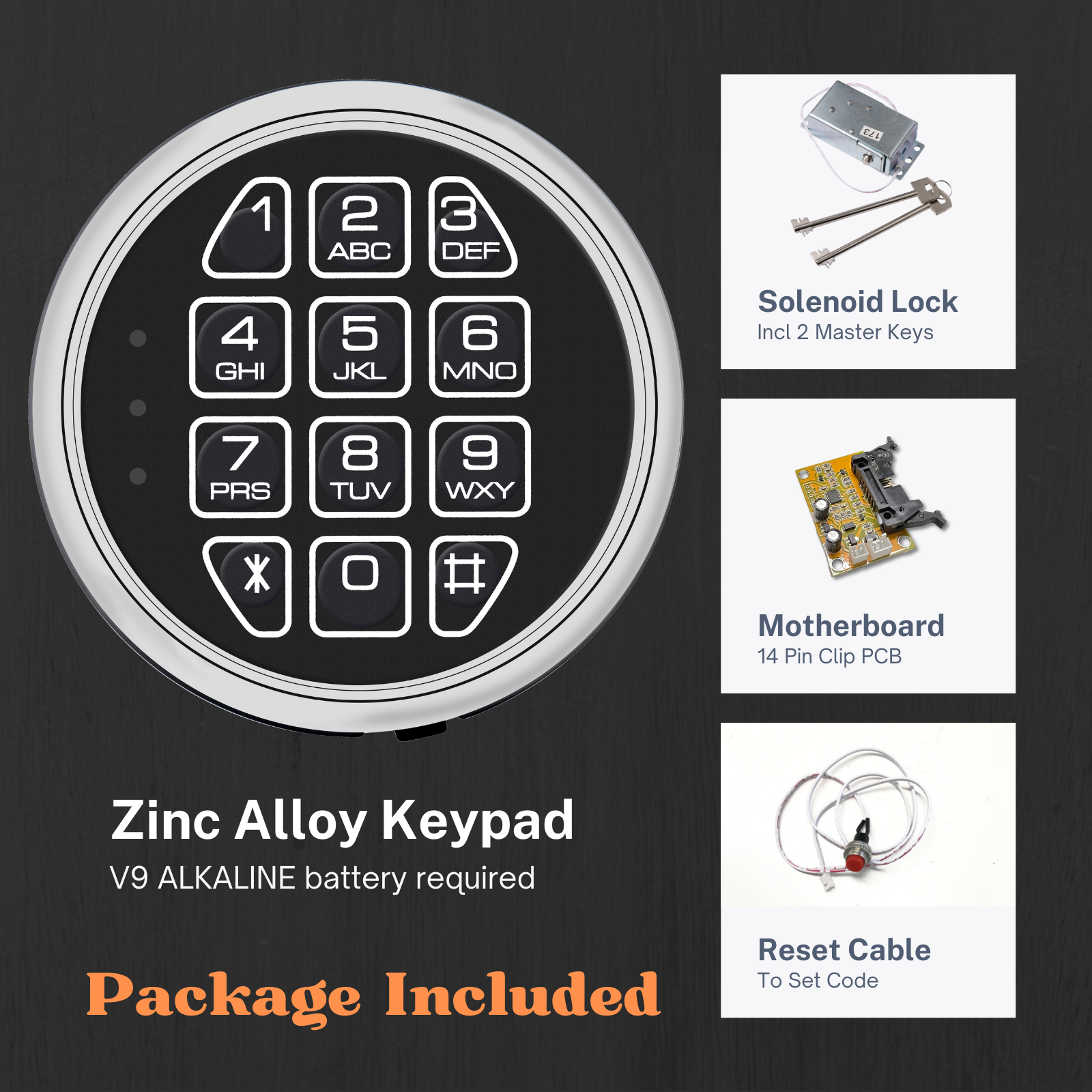 SAFE ELECTRONIC LOCK SOLENOID LOCK & 2 MASTER KEY OVERRIDE W/ CHROME ...