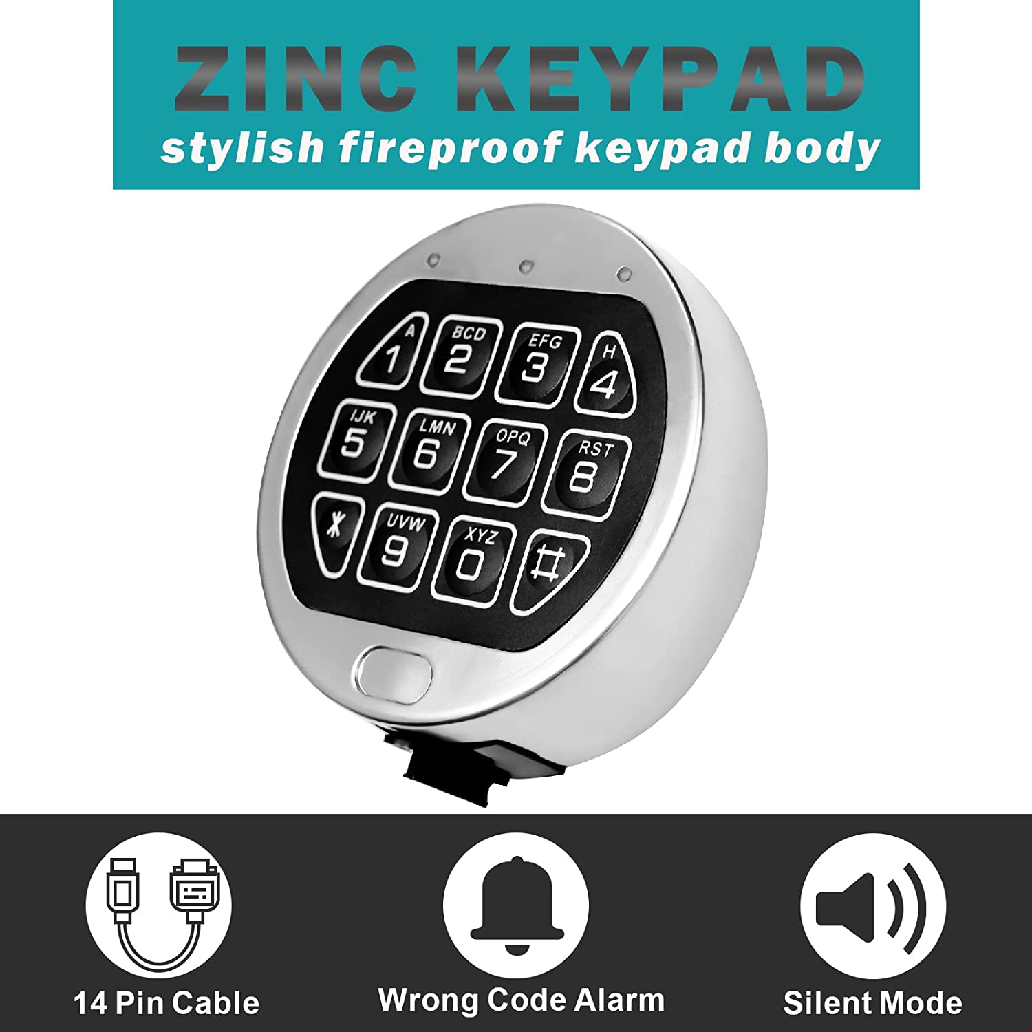 Gun Safe Lock Replacement Chrome Keypad Electronic Safe Lock