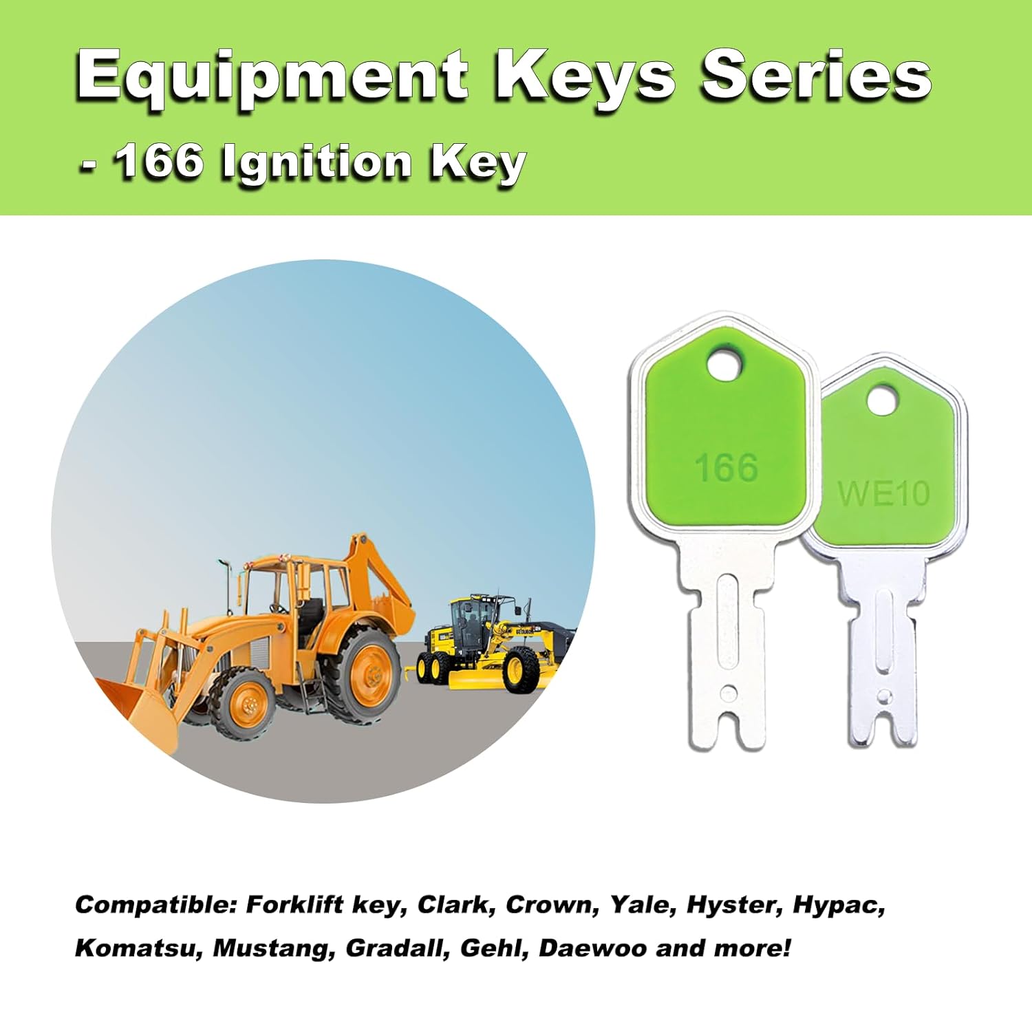 Redesign Plastic Head 166 Forklift Key Replacement for CAT Clark ...